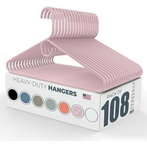 Heavy Duty Clothes Hangers 100 Pack (108 Count) – Made in The USA – 8lb ...