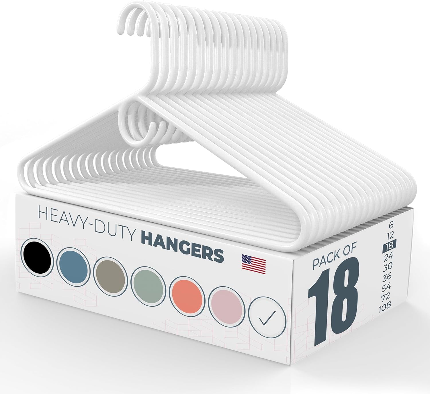Heavy Duty Clothes Hangers 18 Pack – Made in The USA – 8lb Capacity ...