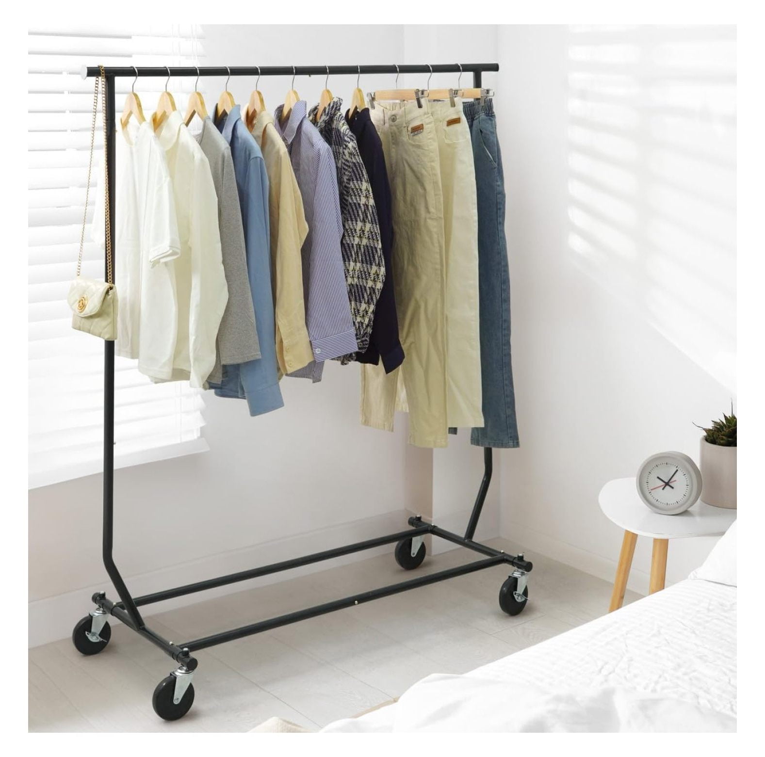 Heavy Duty Clothes Rack, 220LBS Capacity Rolling Clothing Rack for ...