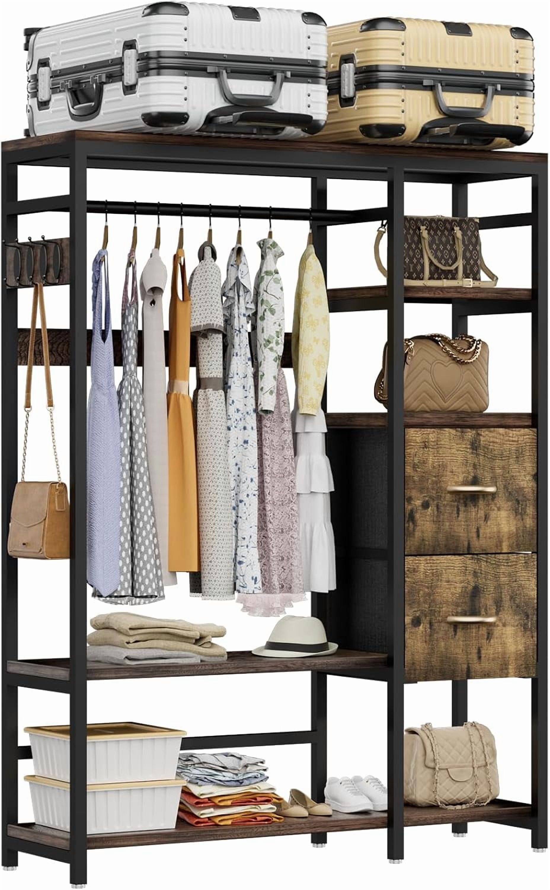 Heavy Duty Clothes Rack with 5 Shelves & 2 Drawers, 550 lbs 47 ...