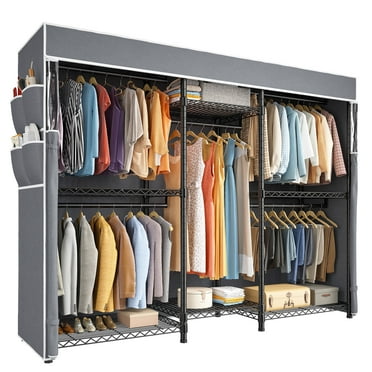 Clothes Rack with Cover, Freestanding Closet Wardrobe for Hanging ...