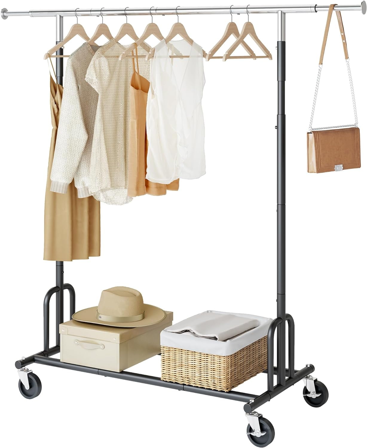Heavy Duty Clothes Rack Foldable Garment Rack with Wheels and ...