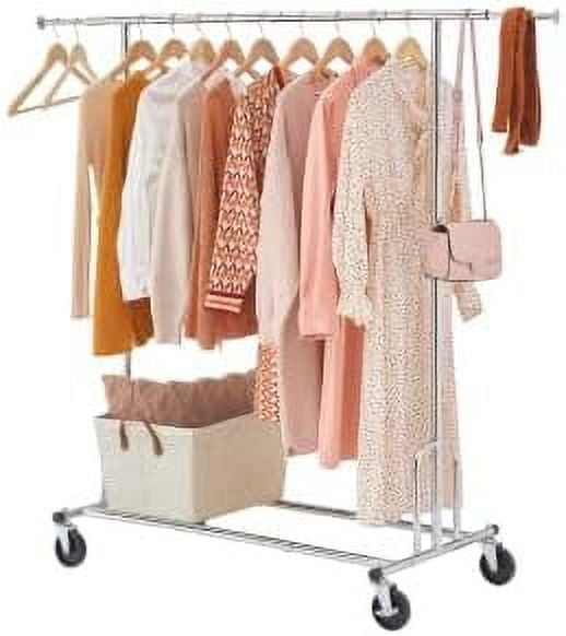 Heavy Duty Clothes Rack Foldable Garment Rack with Wheels and ...