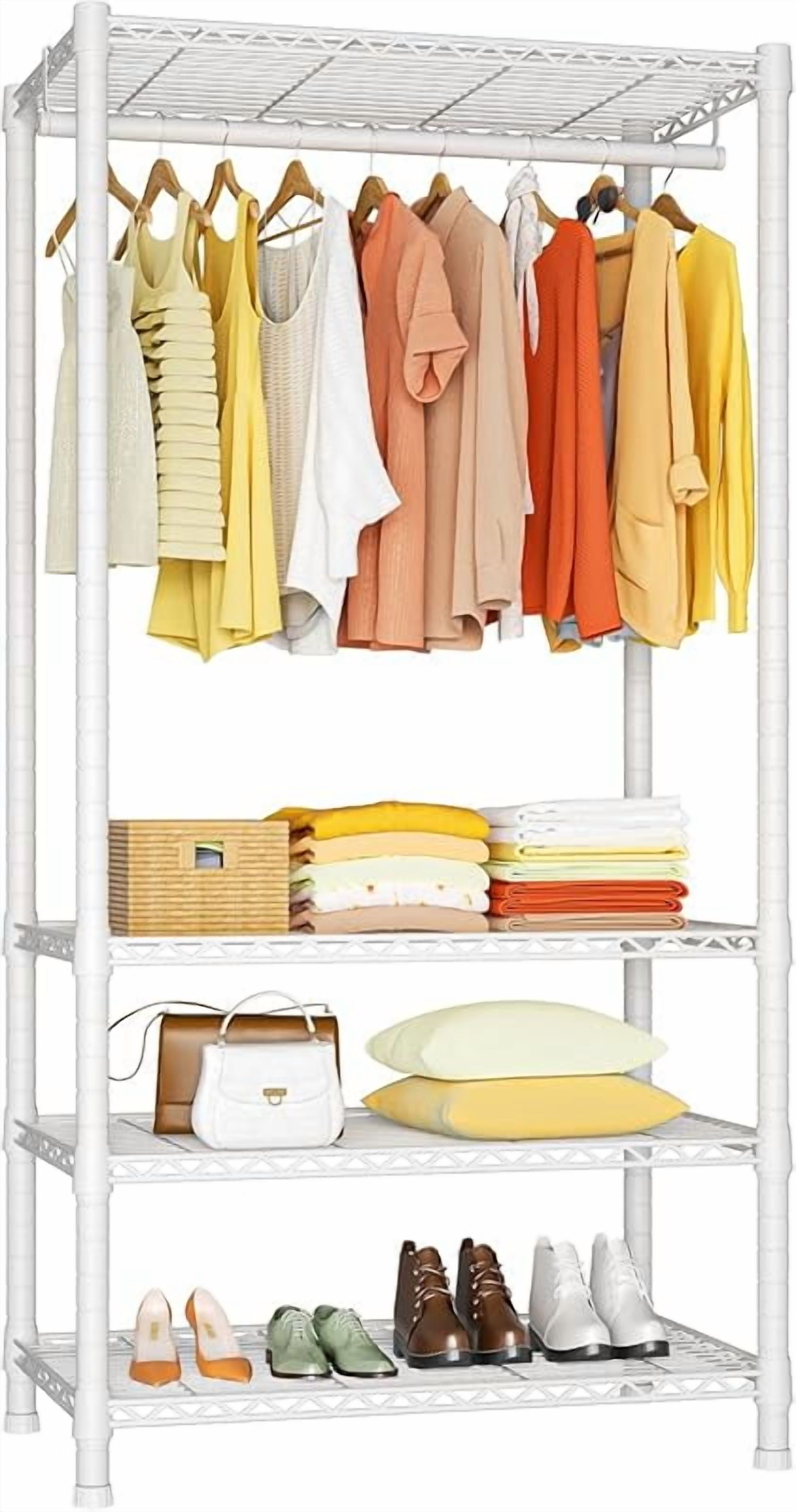 Heavy Duty Clothes Rack, Freestanding 4 Tiers Garment Rack for Hanging ...