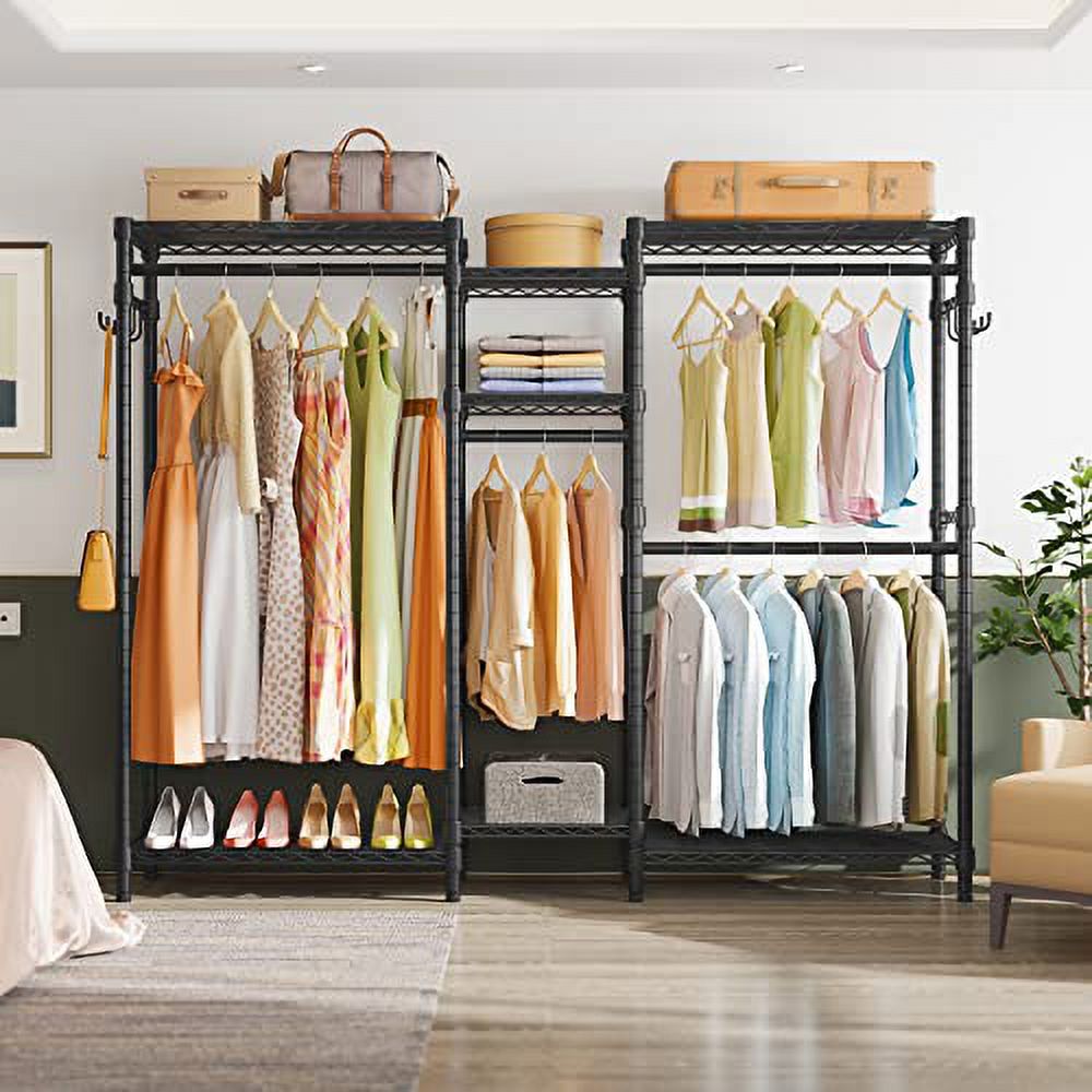 Heavy Duty Clothes Rack for Hanging Clothes, Large Garment Rack with ...