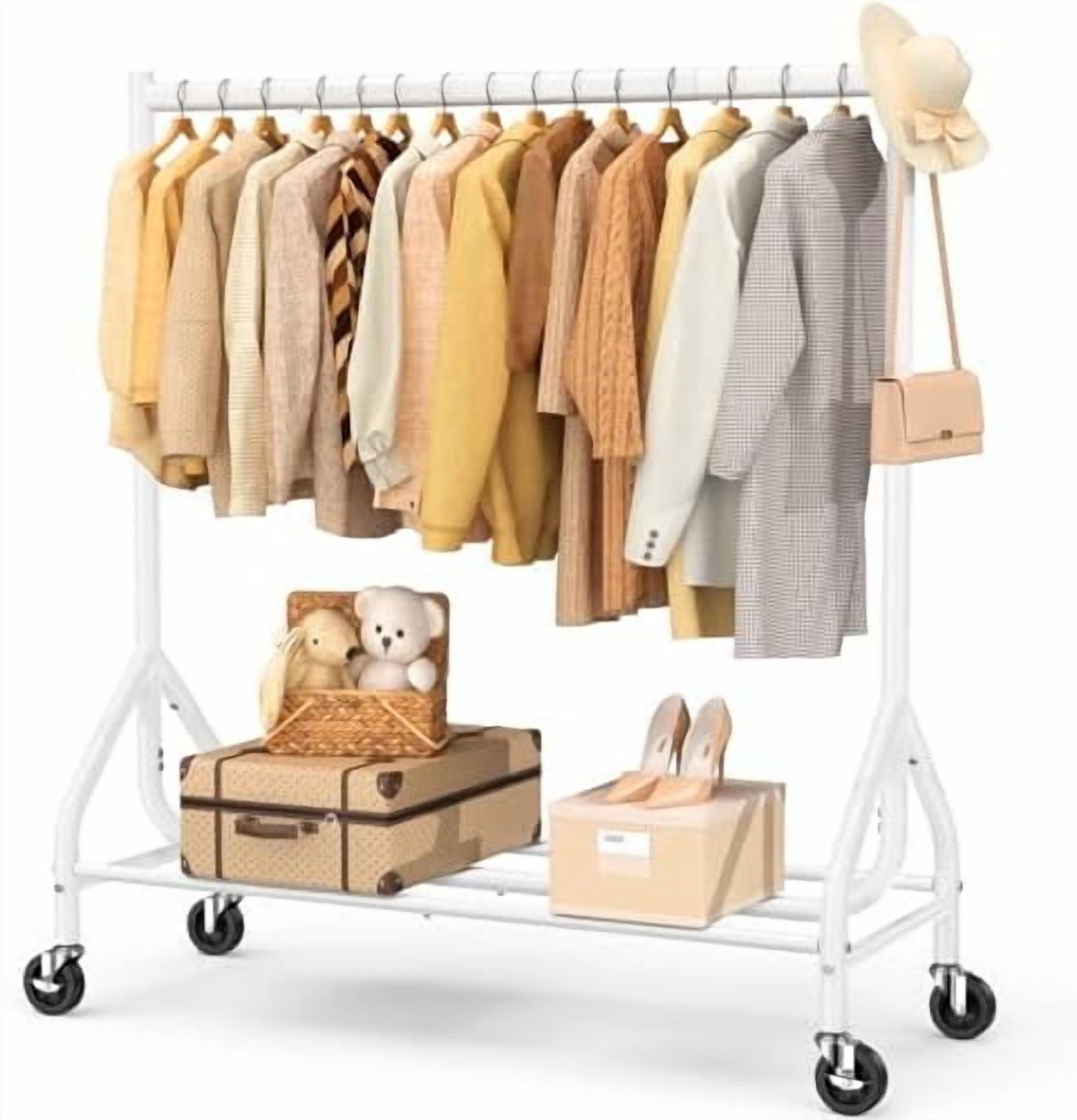 Heavy Duty Clothes Rack Load 420 LBS, 47.2" Long Rolling Garment Rack ...