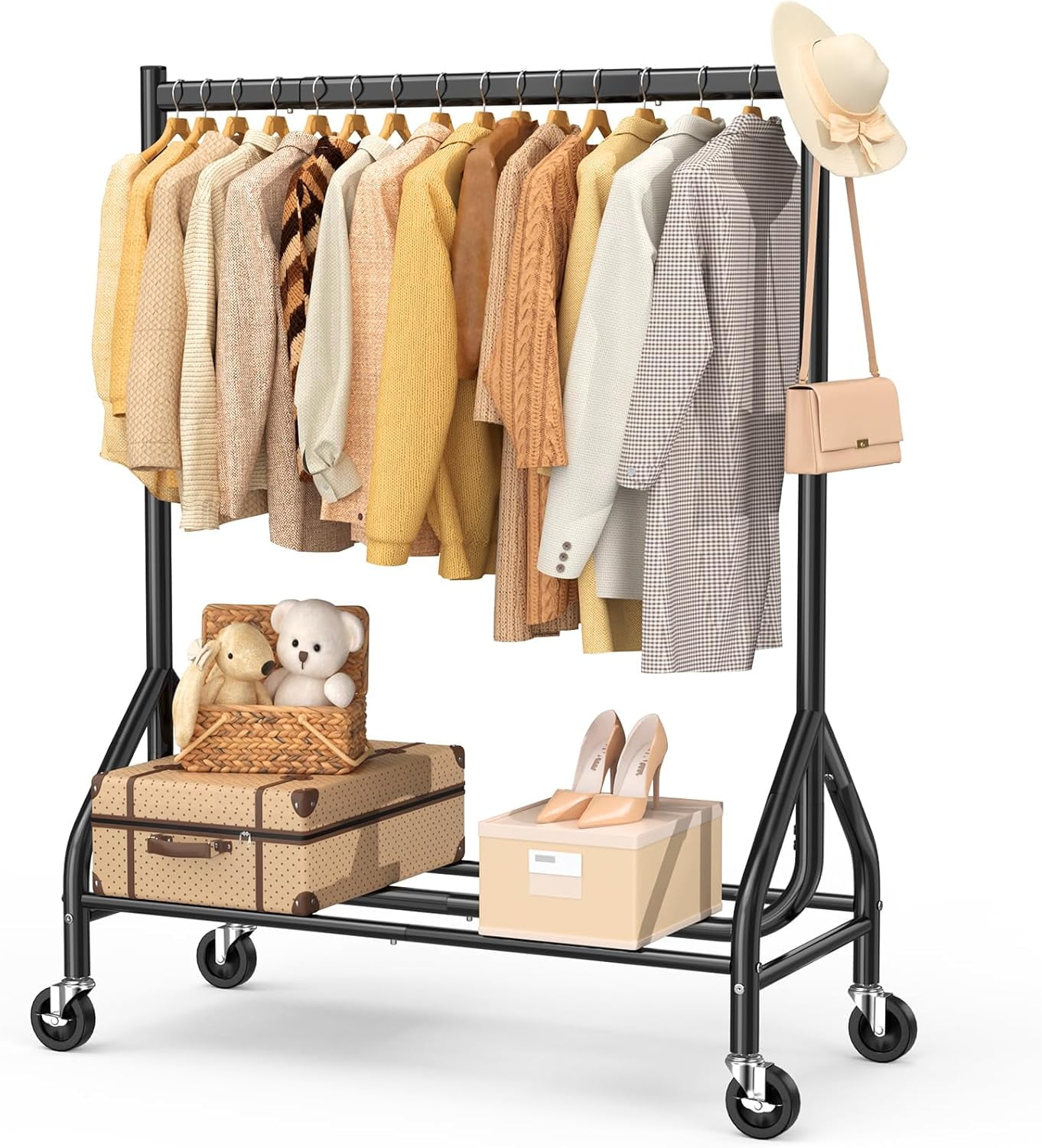 Heavy Duty Clothes Rack Load 420 LBS, Rolling Garment Rack with ...