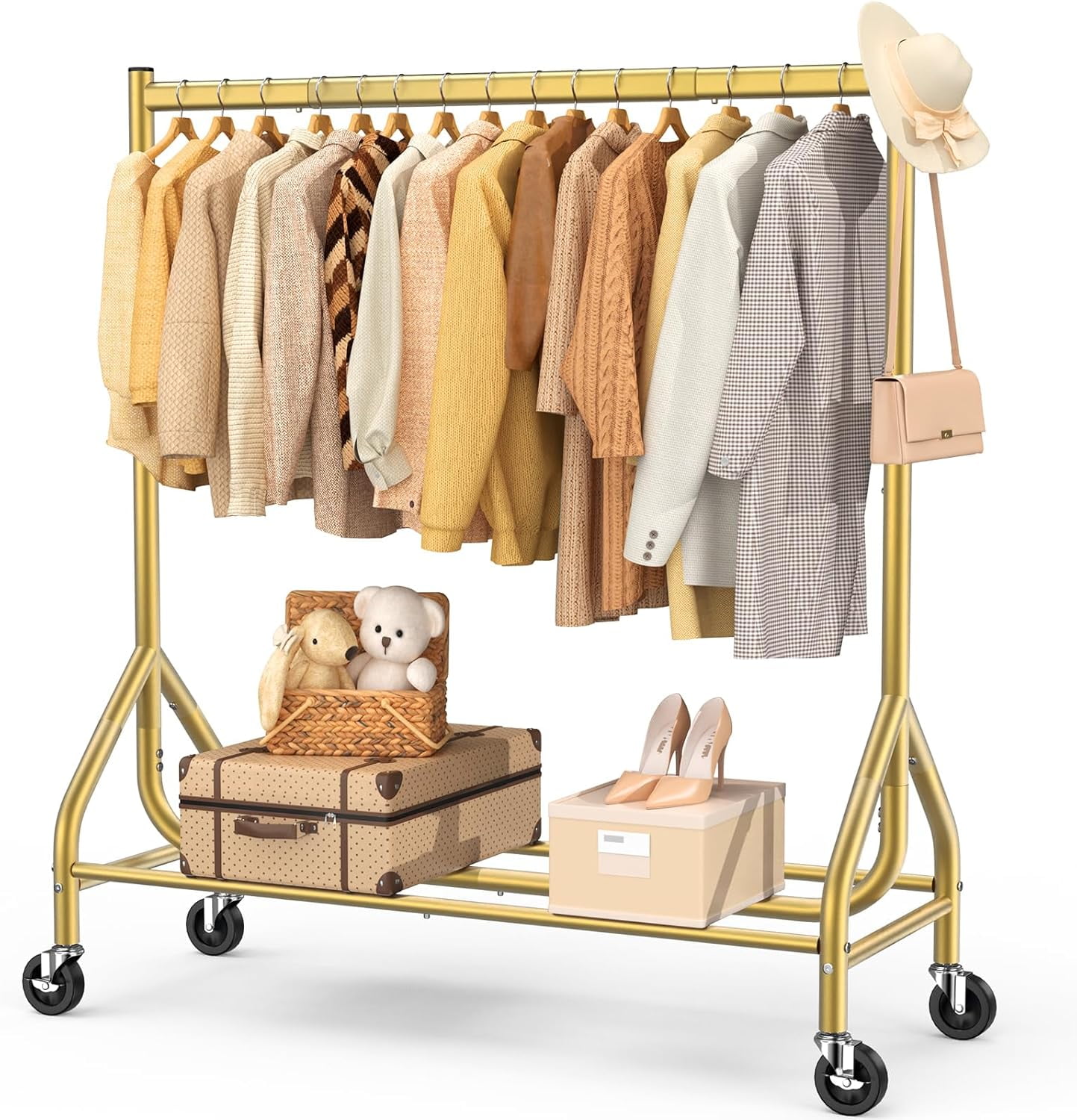 Heavy Duty Clothes Rack Load 420 LBS, Rolling Garment Rack with ...