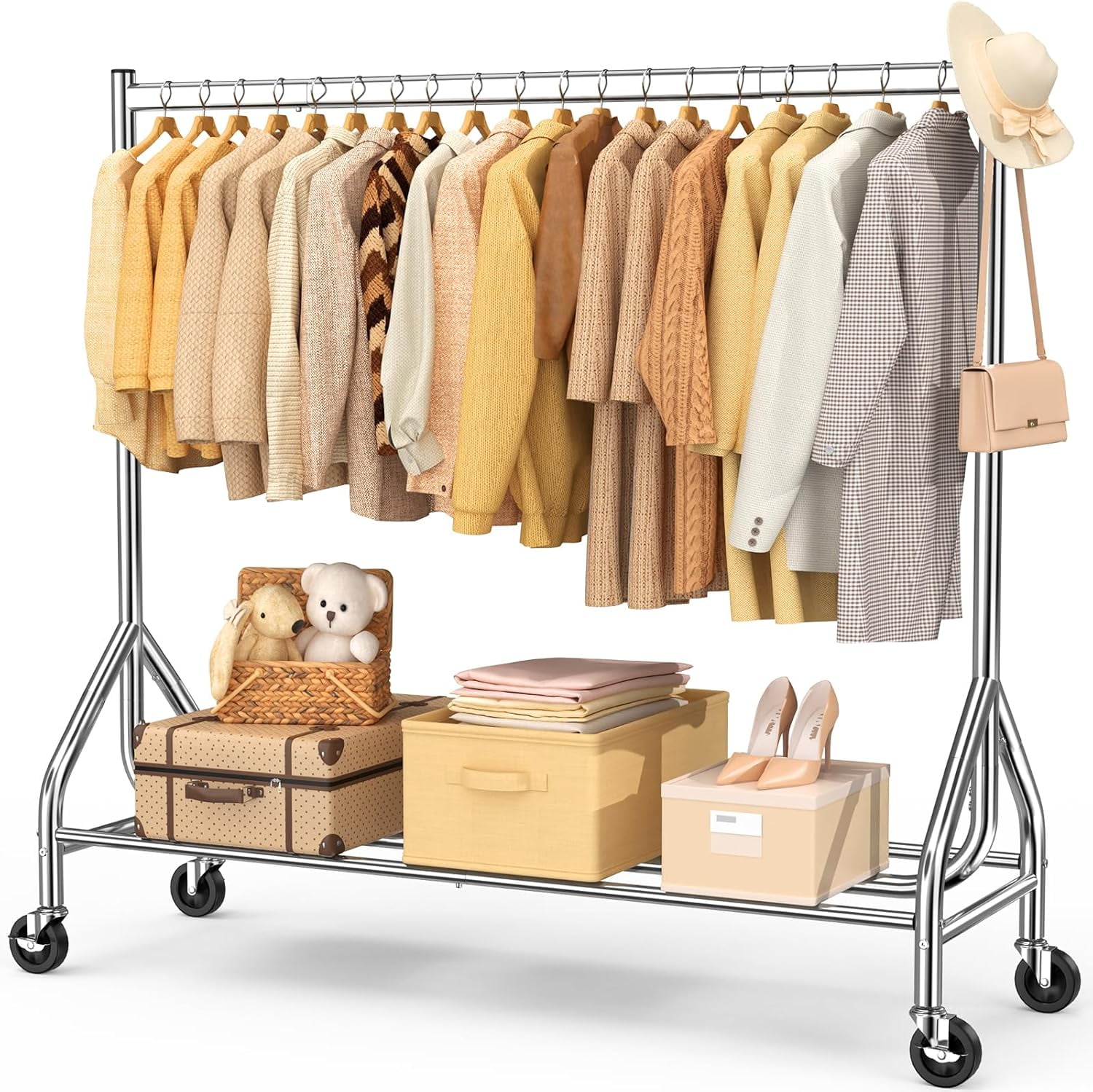 Heavy Duty Clothes Rack Load 420 LBS, Rolling Garment Rack with ...