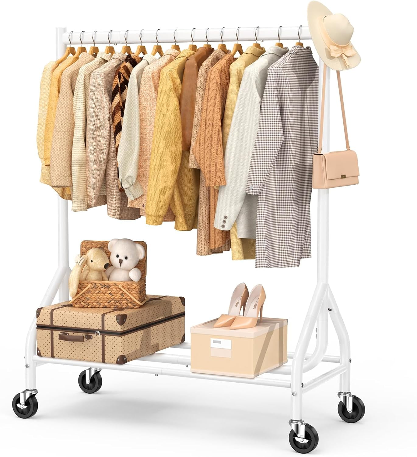 Heavy Duty Clothes Rack Load 420 LBS, Rolling Garment Rack with ...