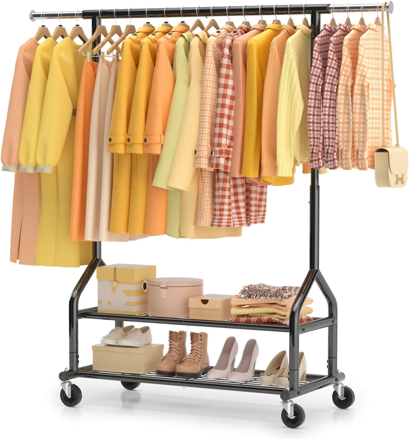 Heavy Duty Clothes Rack Load 556 LBS, Rolling Clothing Rack With ...