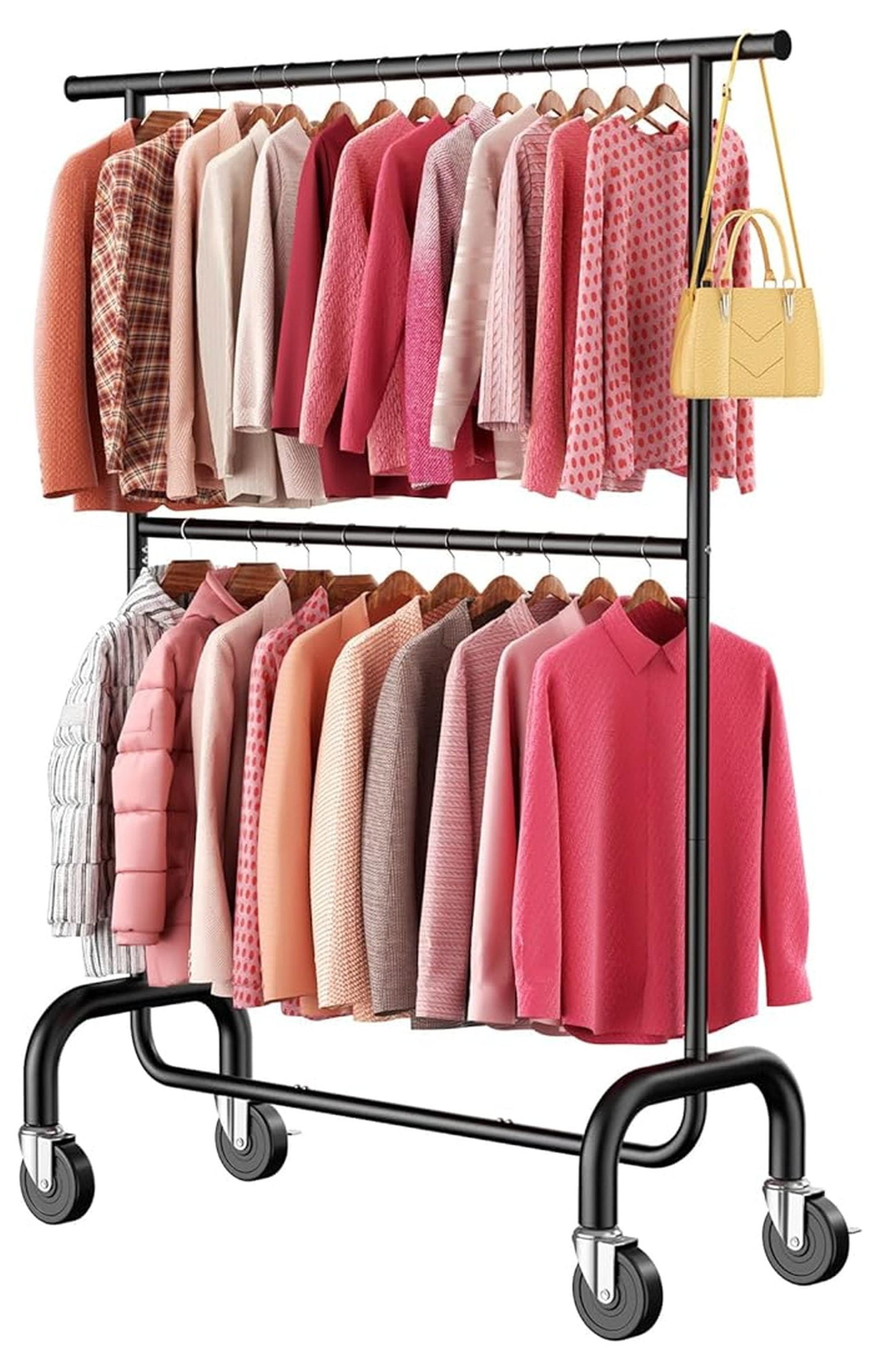 Heavy Duty Clothes Rack Load 600 LBS, Rolling Clothing Rack for Hanging ...