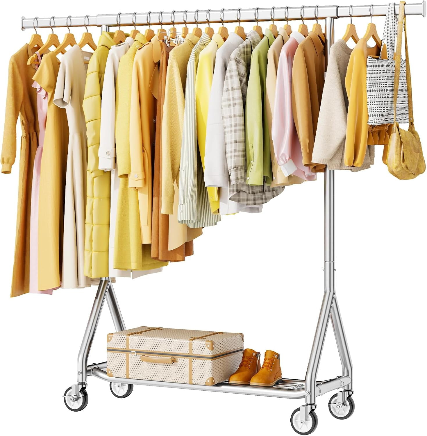 Heavy Duty Clothes Rack Load 600 LBS, Rolling Garment Rack Standing ...