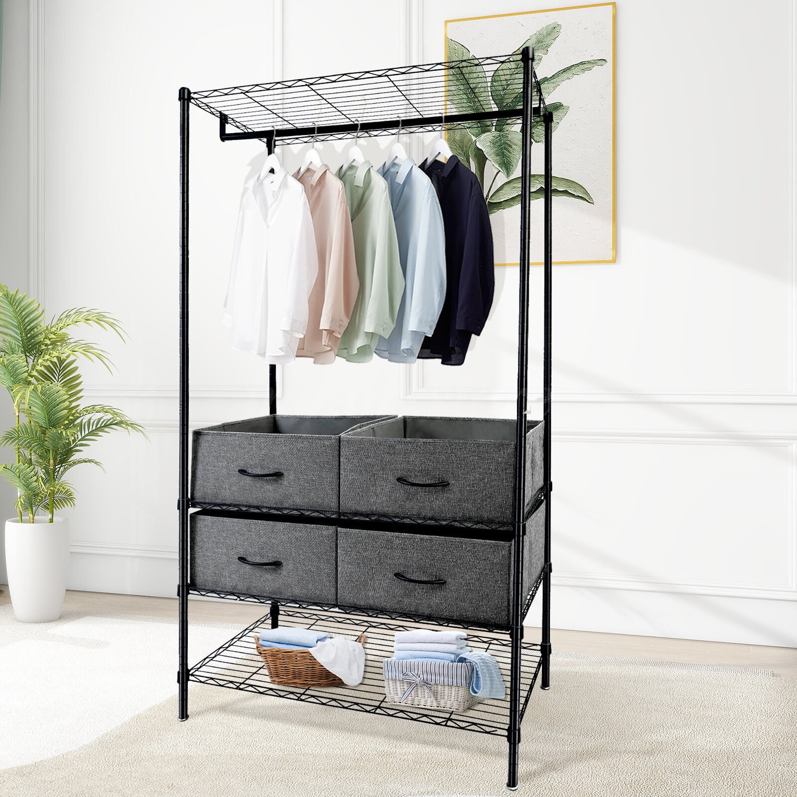Heavy Duty Clothes Rack Wardrobe Hanger Garment Storage Stand Closet ...