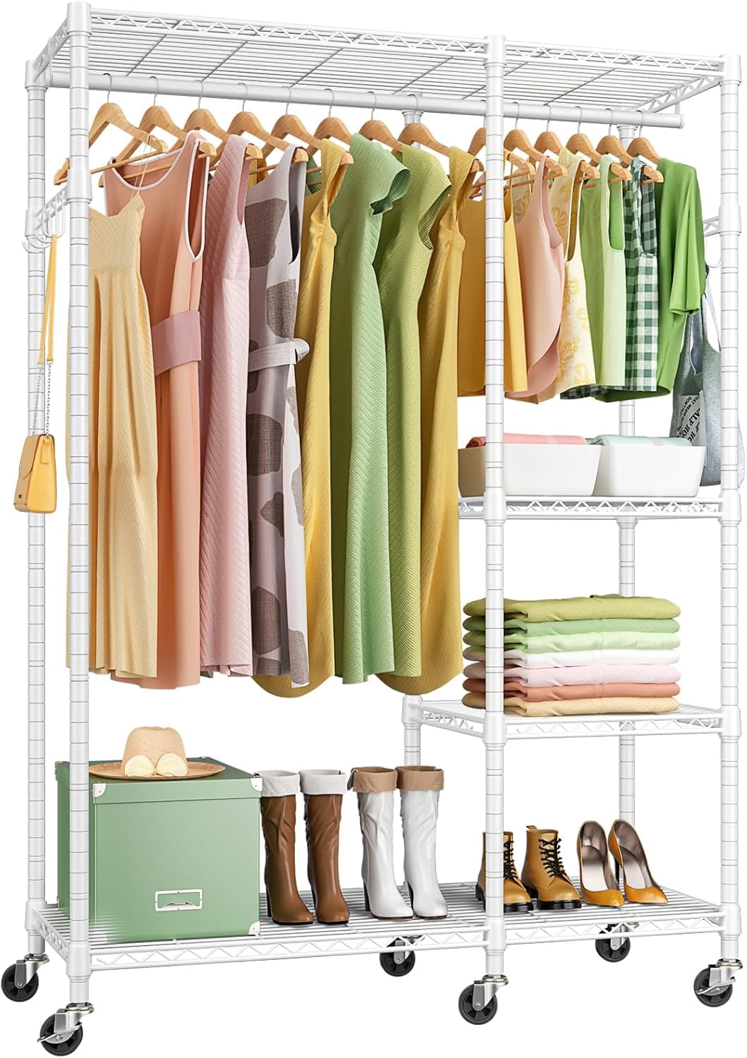 Heavy Duty Clothes Rack（With Lockable Wheels ） Rolling Clothing Racks ...