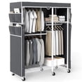 Heavy Duty Clothes Rack with Cover,Rolling Garment Rack with Wheels,550 ...