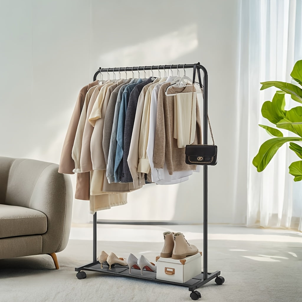 Heavy-Duty Clothes Rack with Dense Mesh Storage Shelf, 25.4mm Metal ...