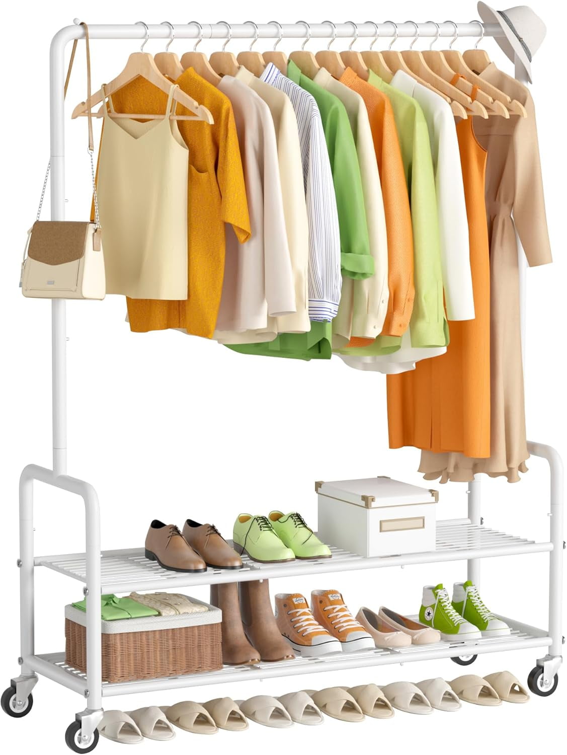 Heavy Duty Clothes Rack with Shelves 46.5" Large Rolling Clothing Racks ...