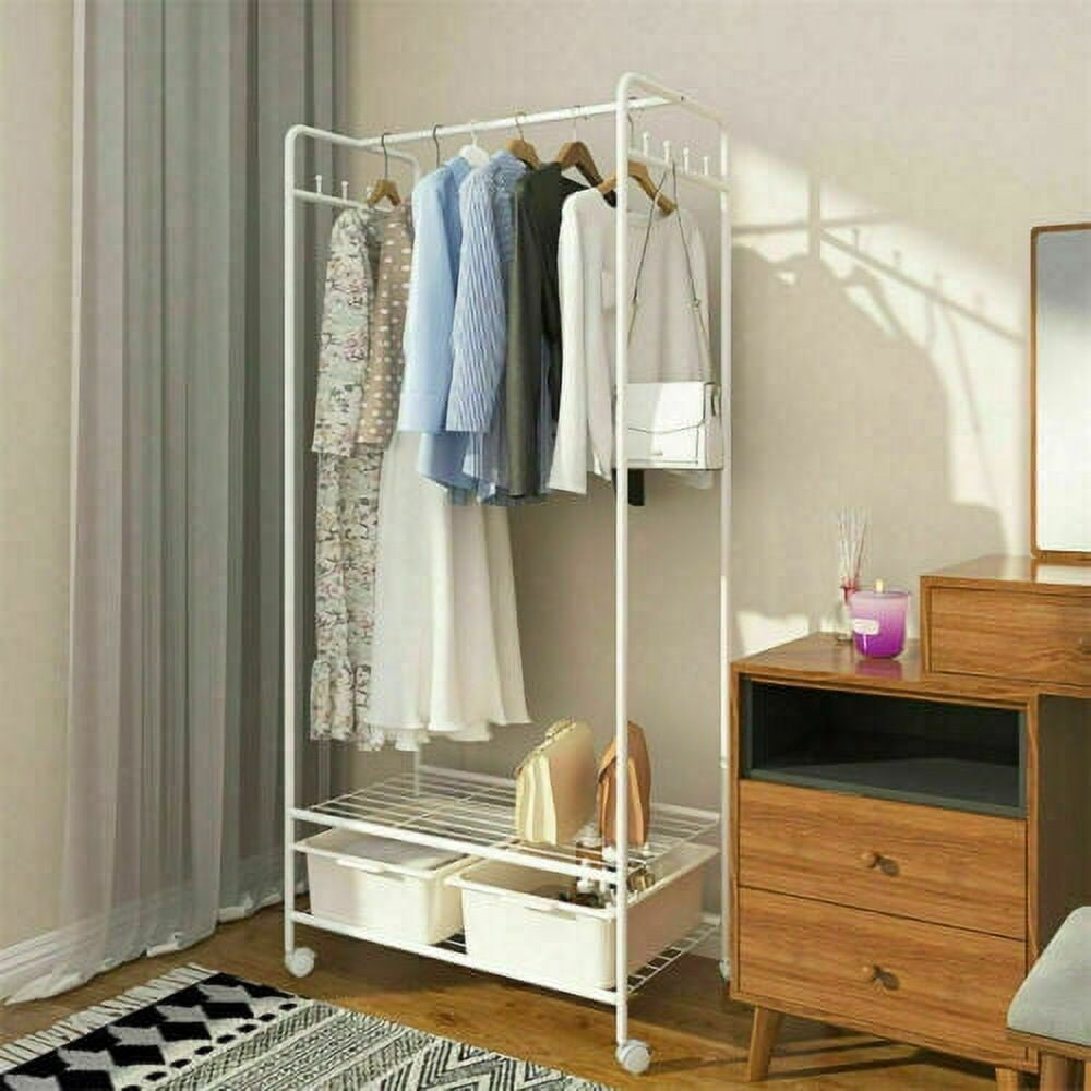 Heavy Duty Clothes Rail Rack Garment Hanging Display Stand Shoe Storage ...