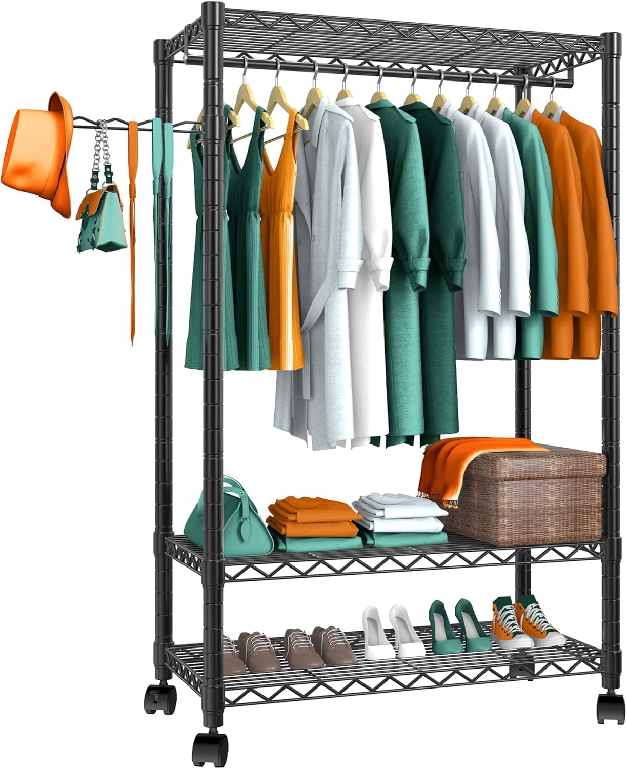 Heavy Duty Clothing Garment Rack, Freestanding Clothing Rack, Portable ...