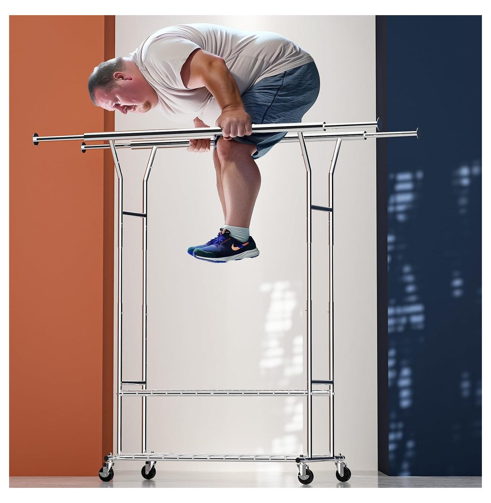 Heavy Duty Clothing Rack - Portable Rolling Clothes Rack with Wheels ...