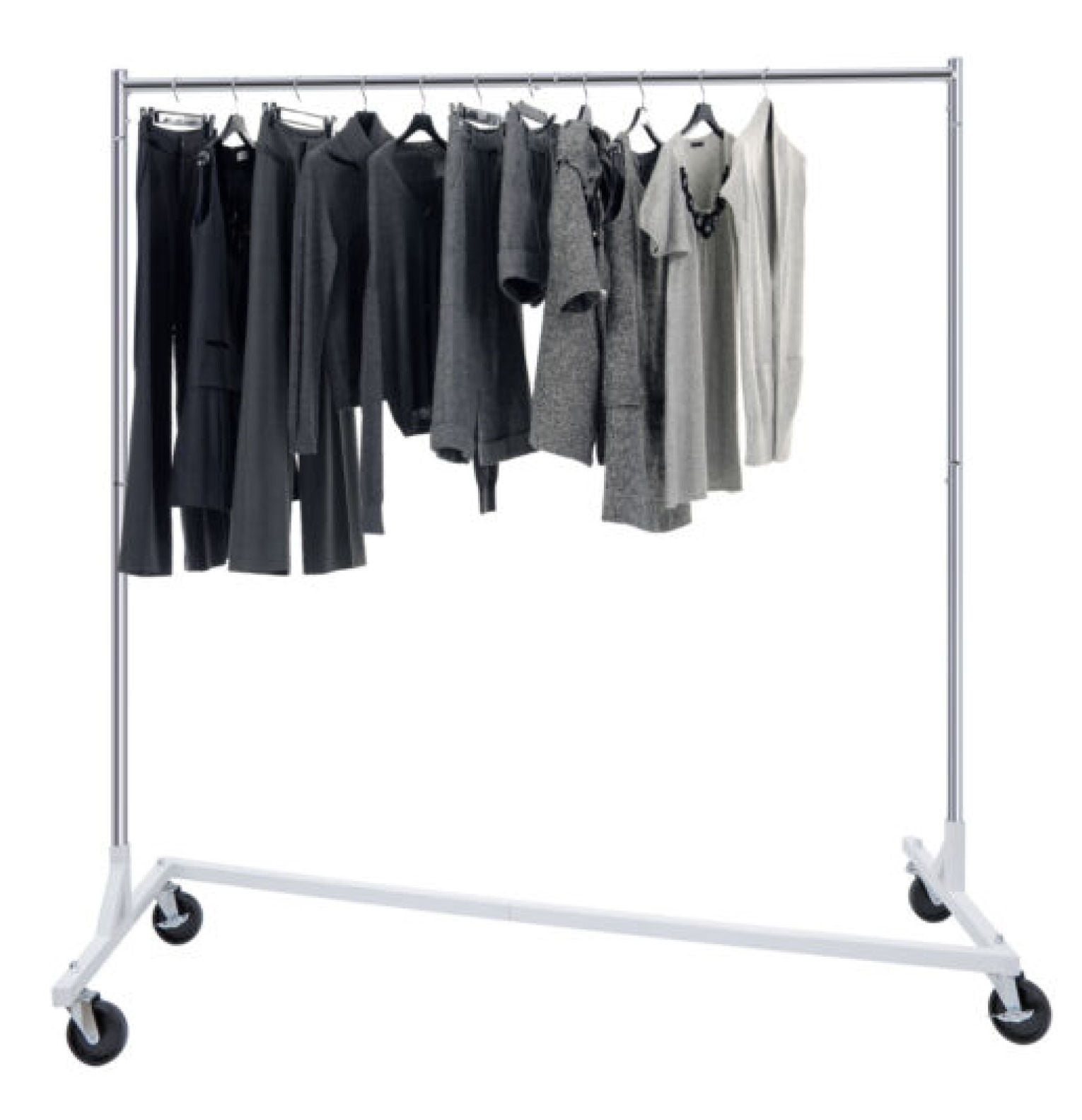 Garment Rack Rolling Collapsible Clothing Shelf Z-Base w/ Wheels ...