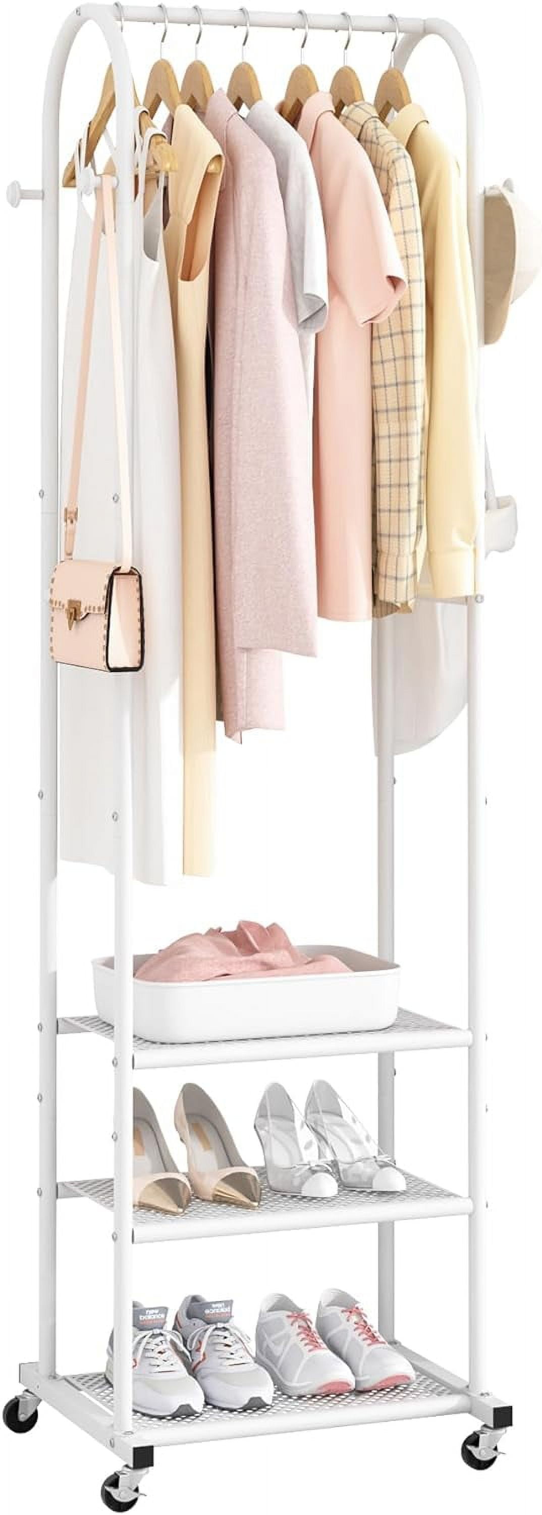 Heavy Duty Clothing Rack With Wheels,Modern Garment Rack With 3 Metal ...