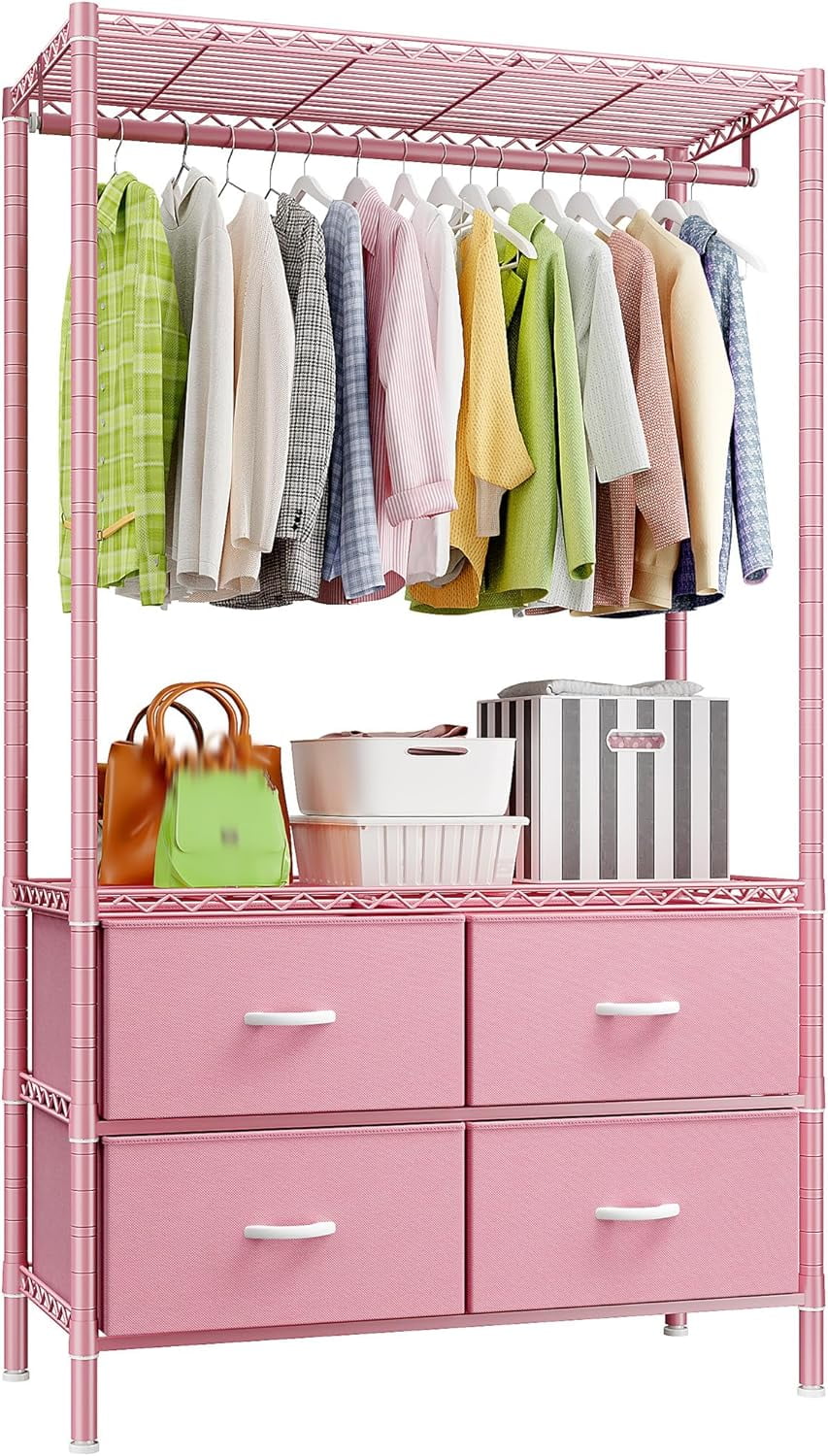 Heavy Duty Clothing Rack with Shelves and 4 Drawers,Clothes Rack for ...