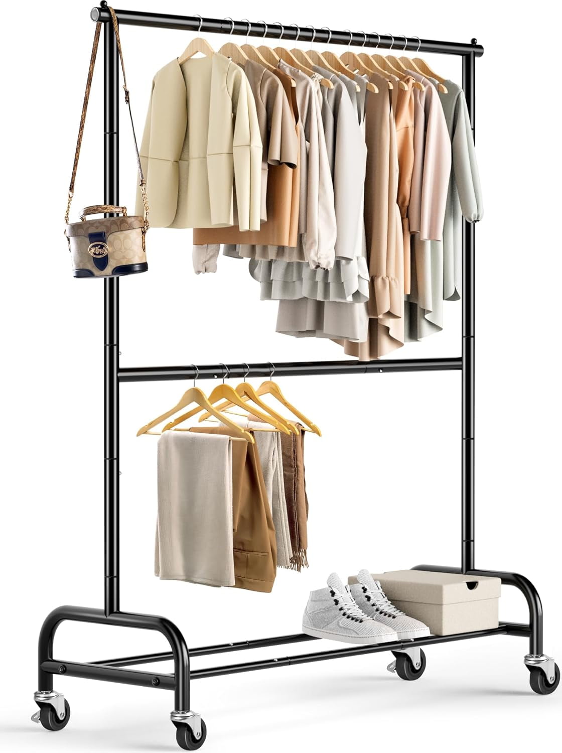 Heavy Duty Clothing Racks for Hanging Clothes Rack Double Rod Garment ...