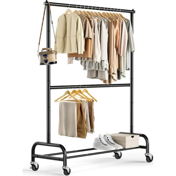 Heavy Duty Clothing Racks for Hanging Clothes Rack Double Rod Garment ...