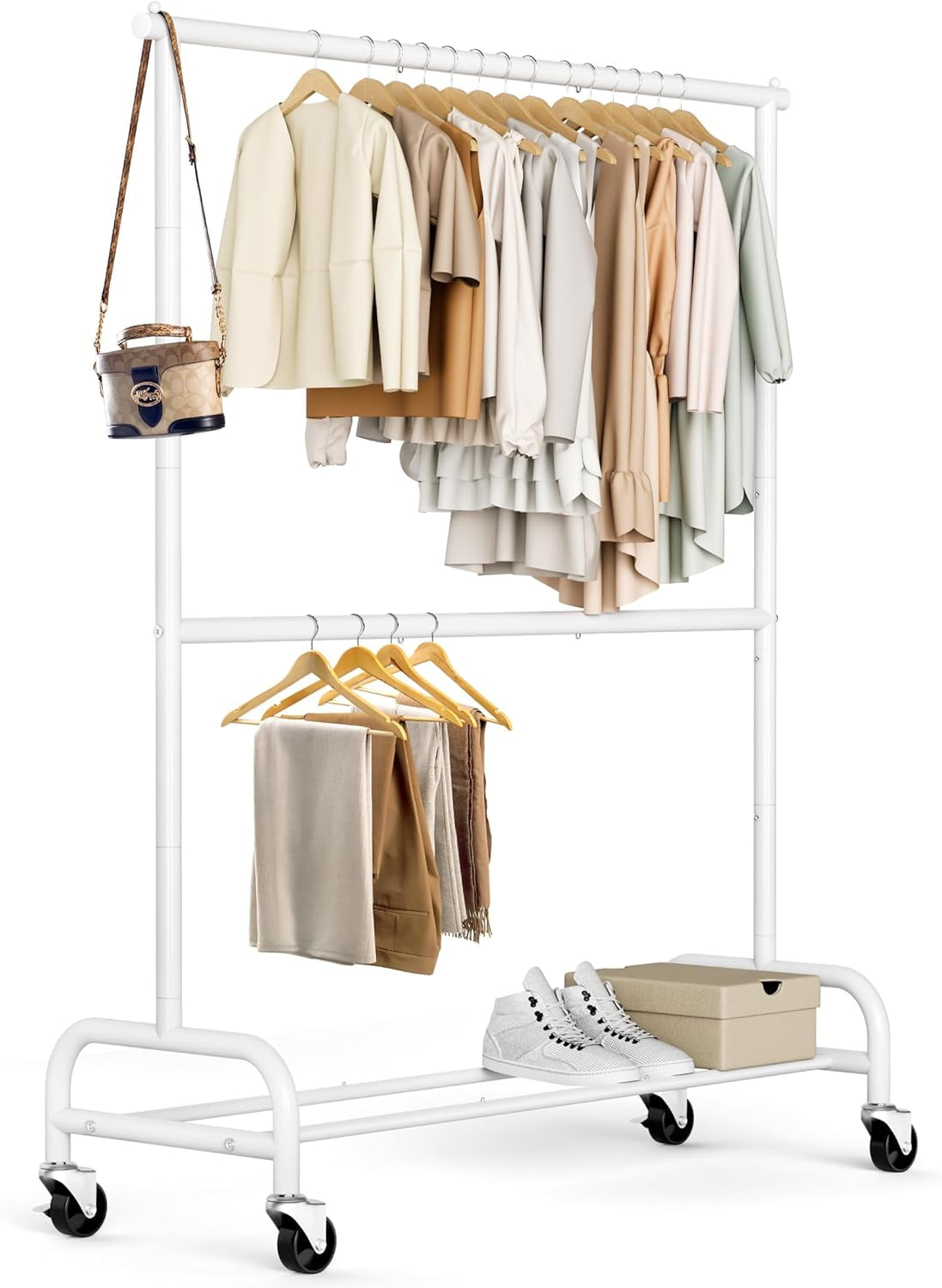 Heavy Duty Clothing Racks for Hanging Clothes Rack Double Rod Garment ...