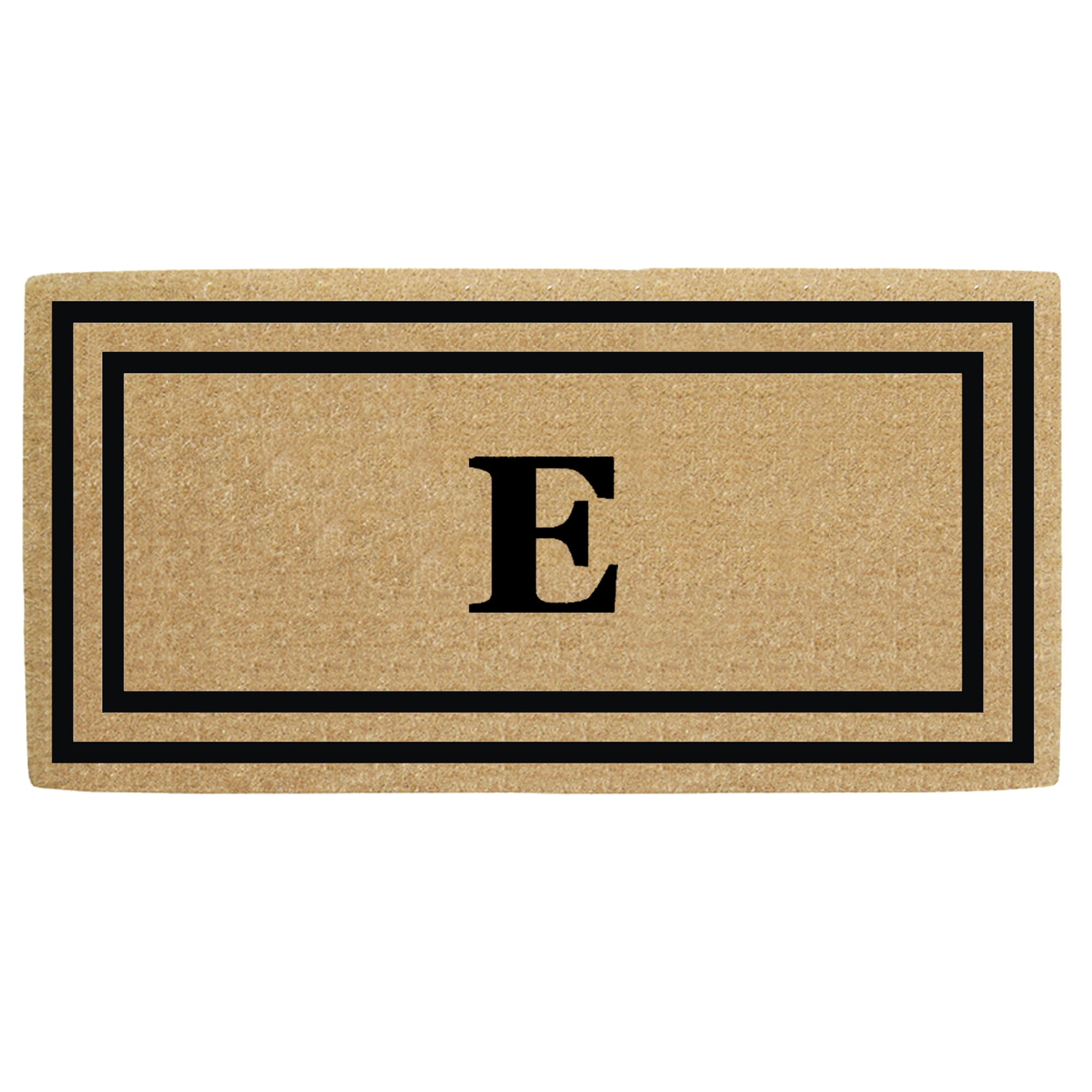 Heavy Duty Coir Door Mat Thin Double Picture Frame, Monogram E - Black ...