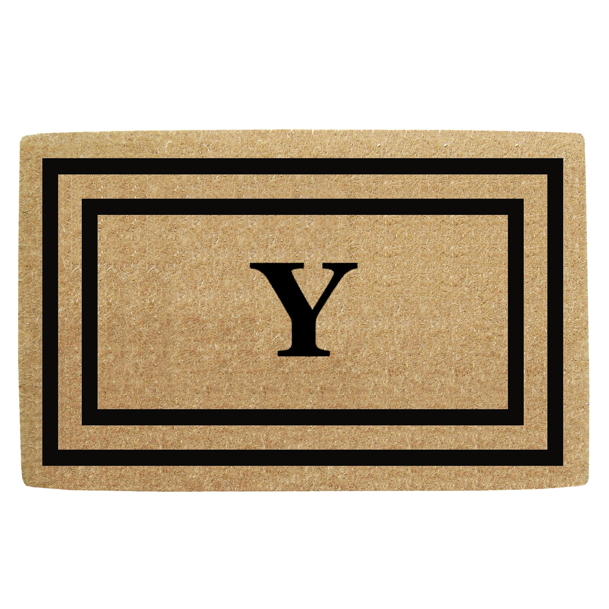 Heavy Duty Coir Door Mat Thin Double Picture Frame, Monogram Y - Black ...