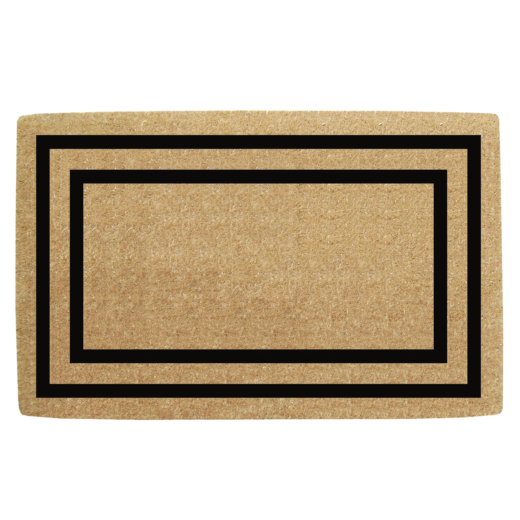 Heavy Duty Coir Door Mat Thin Double Picture Frame, Plain - Black 30