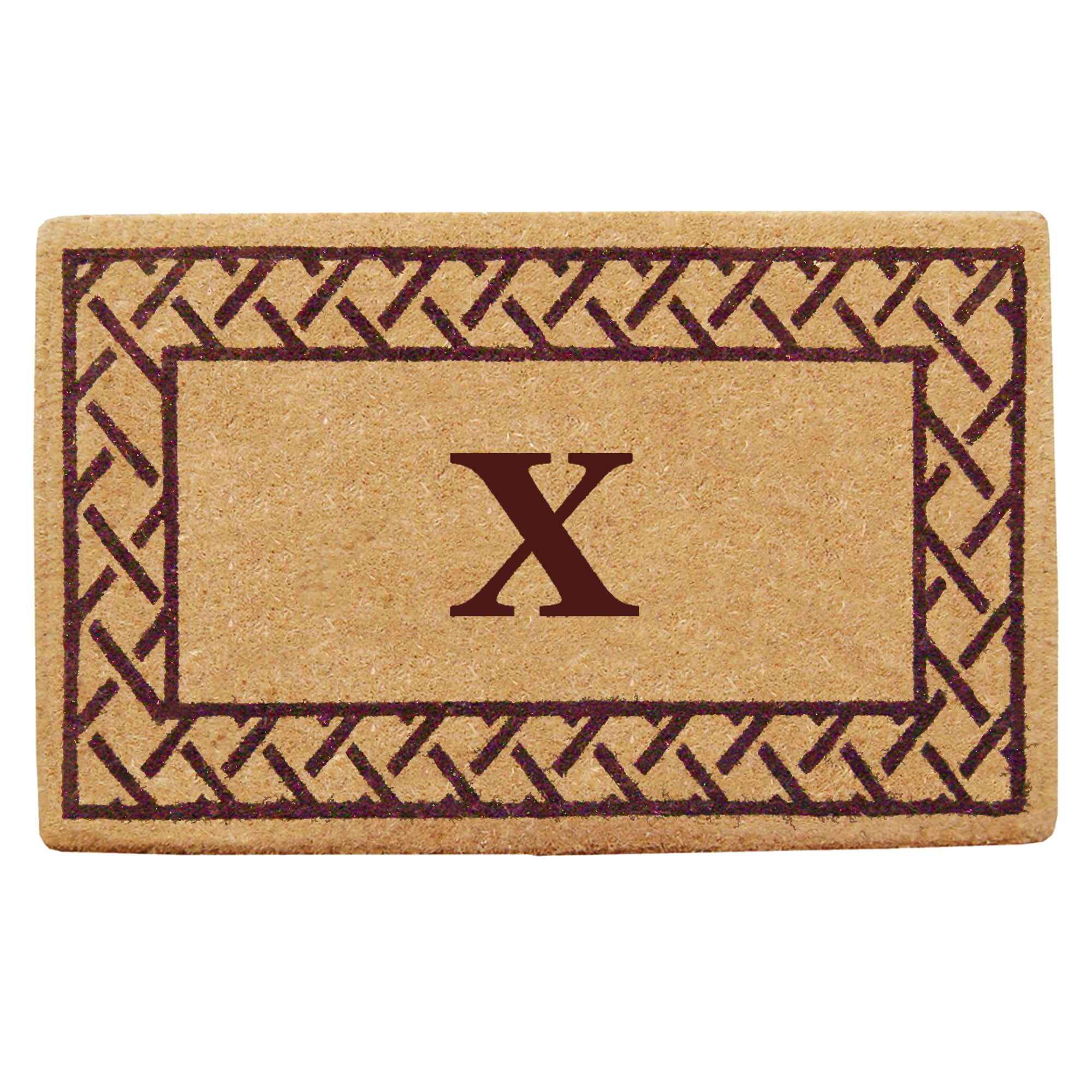 Heavy Duty Coir Door Mat Trellis, Monogram X - Brown 22" x 36 ...