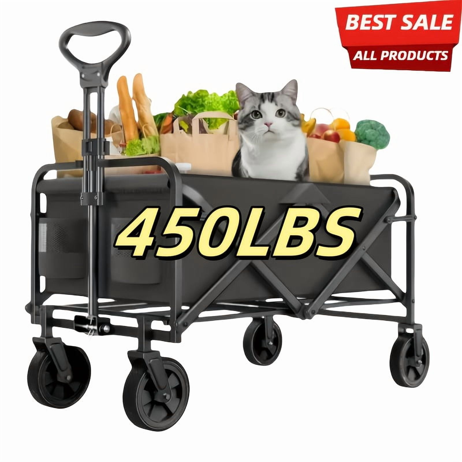 Heavy Duty Collapsible Folding Wagon Cart - 220LBS-680LBS Capacity ...