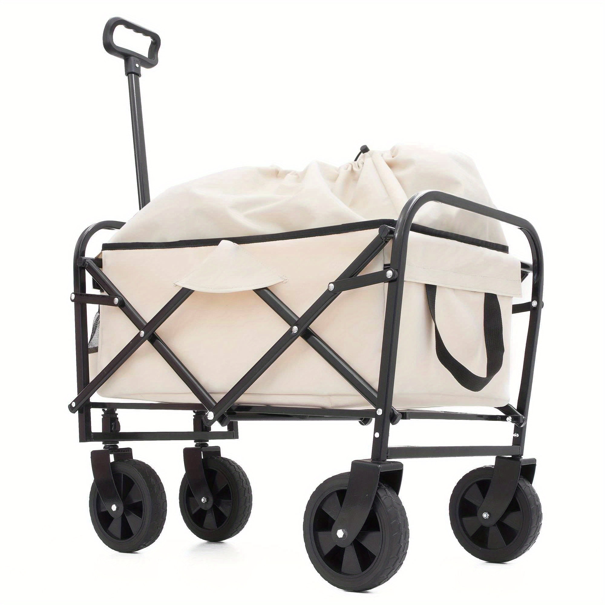 Heavy-Duty Collapsible Utility Wagon - 225lb Capacity All-Terrain Cart ...