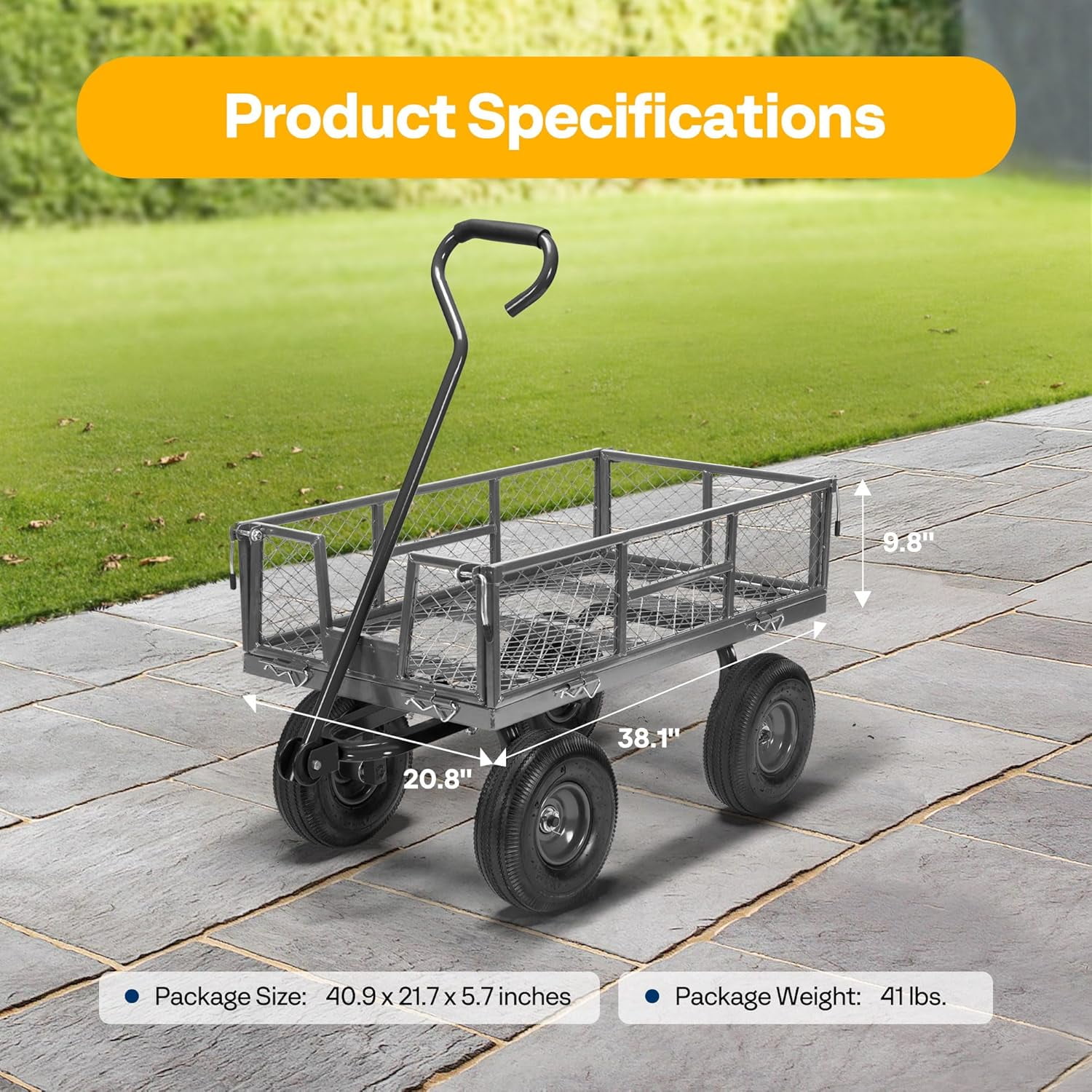 Heavy Duty Collapsible Wagon with 880 Lbs Capacity and Removable Sides ...