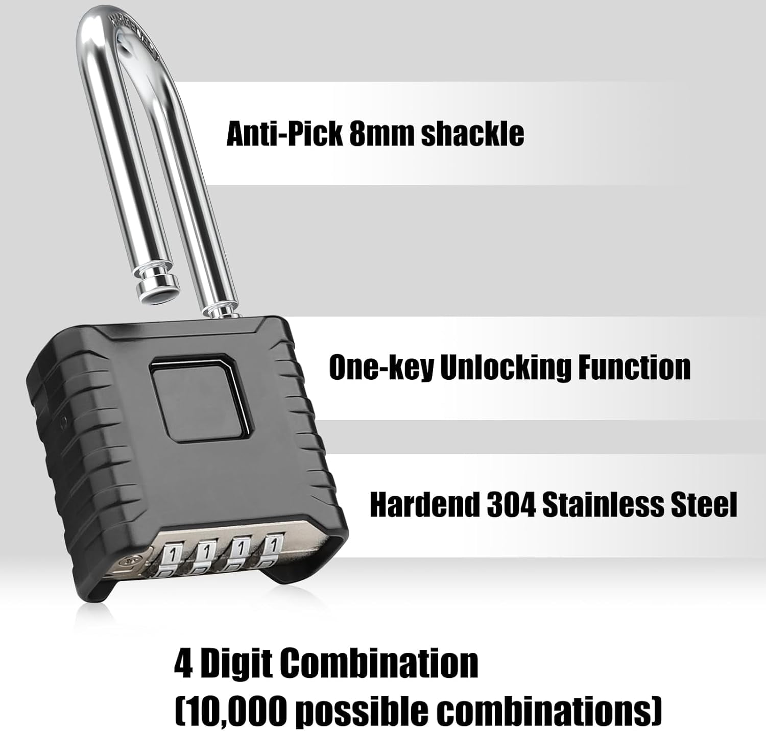 Heavy Duty Combination Padlock, Large Outdoor Padlock [One-Touch ...