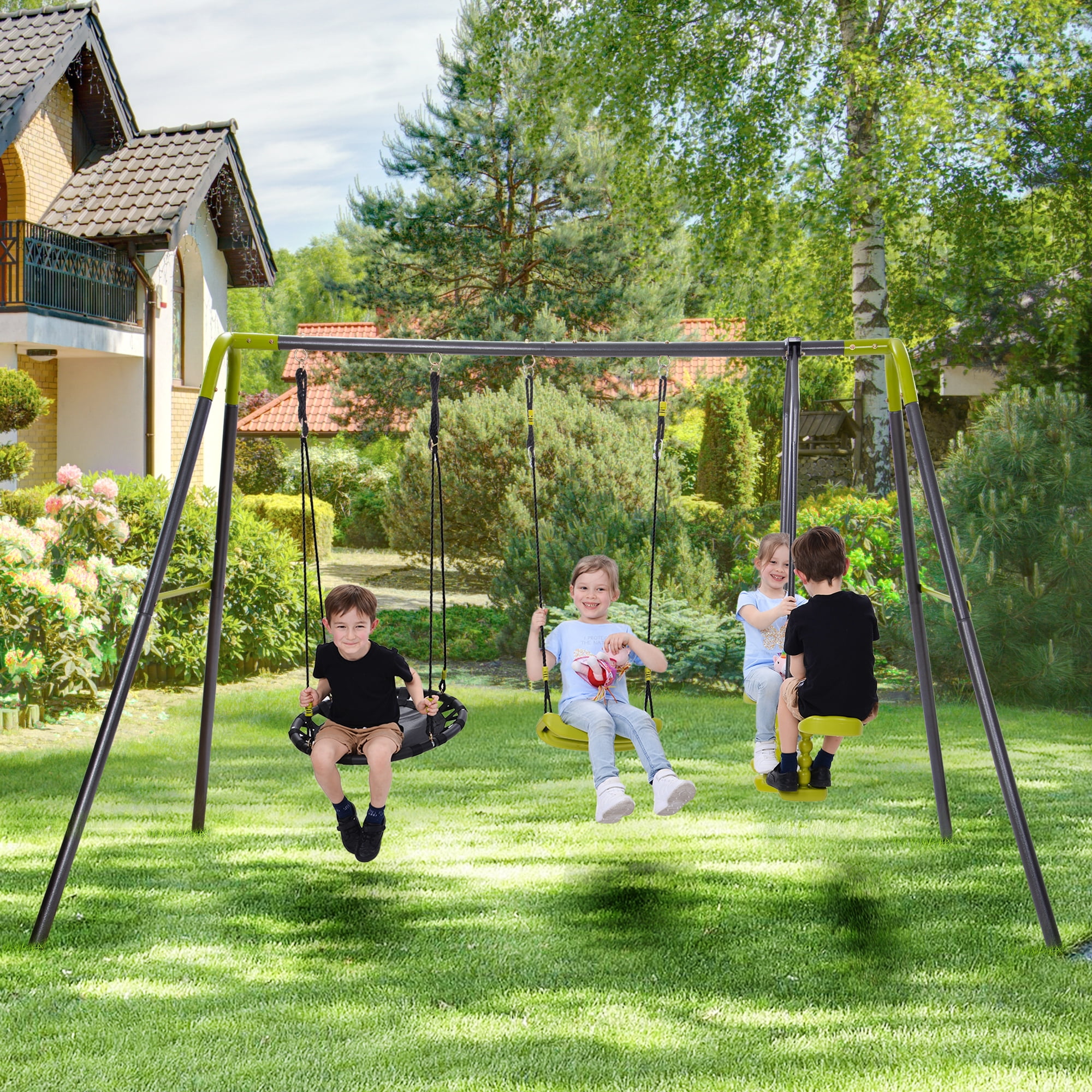 Heavy Duty Combo Swing Set 3 in 1, Playground Swing Sets with Seat ...