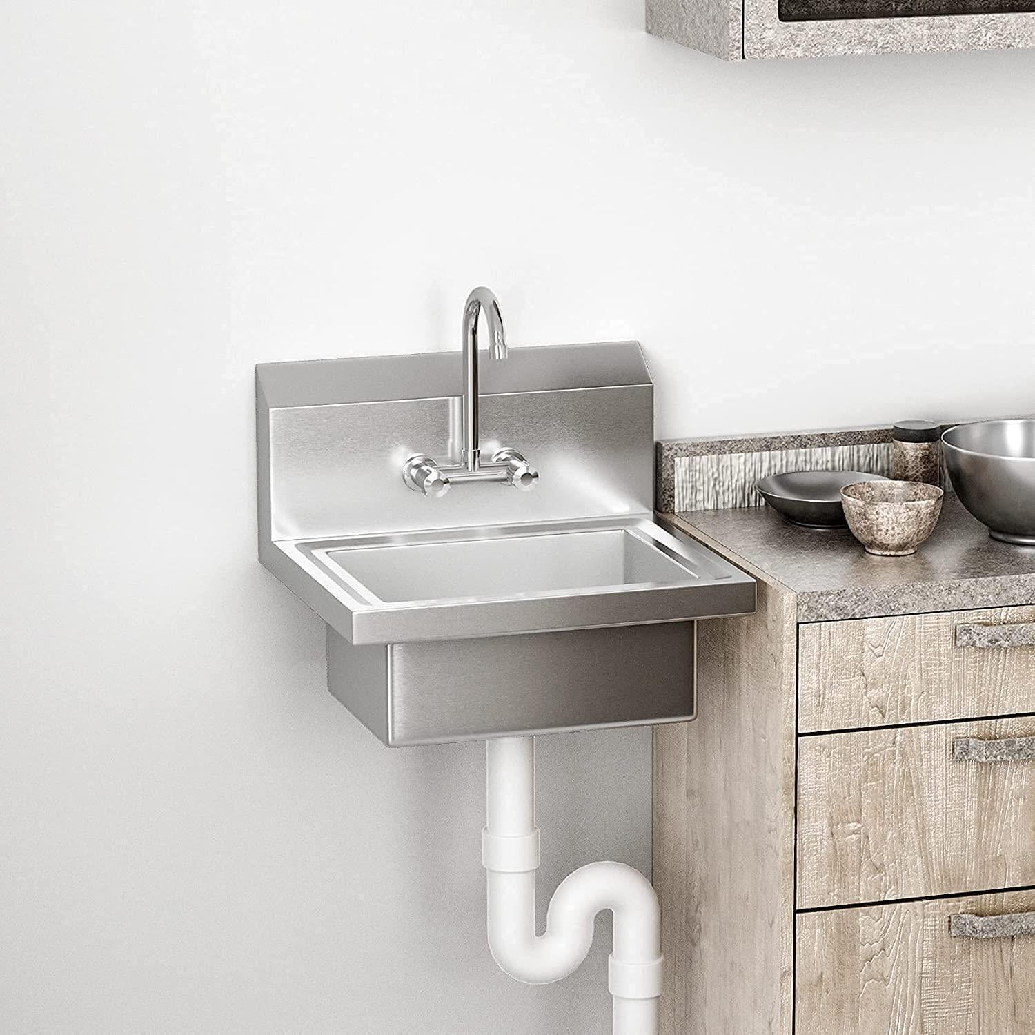 Heavy Duty Commercial Utility Sink Stainless Steel Basin Hand Wash Wall ...