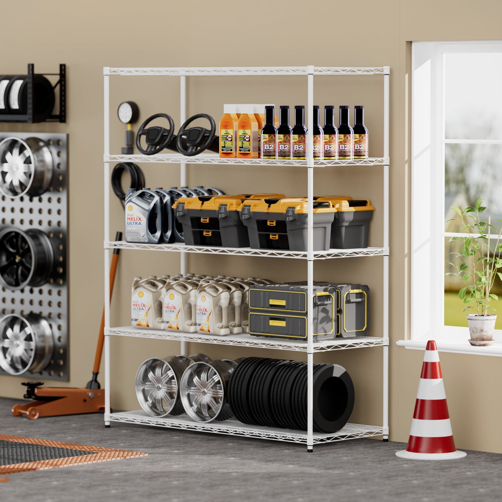 Heavy Duty Commercial Wire Shelving with Adjustable Shelves, 5-Tier ...