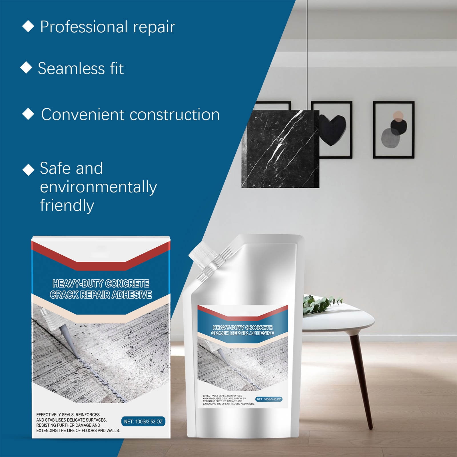 Heavy-Duty Concrete Crack Repair Adhesive, High-Strength Acrylate Sealant for Concrete Cement ...