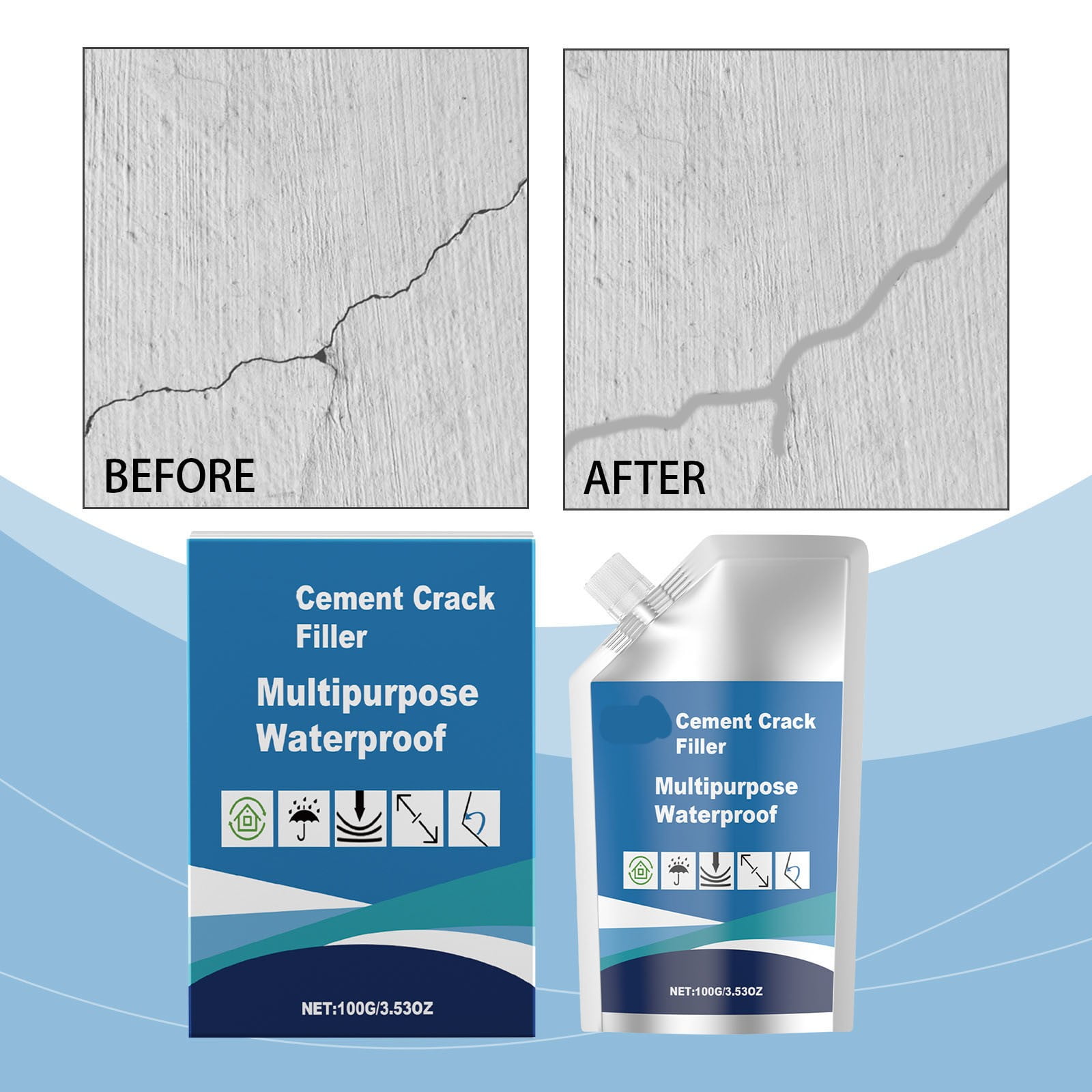 Heavy-Duty Concrete Crack Repair Adhesive, Waterproof Repair Sealant ...