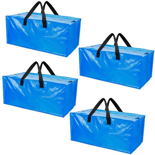 Heavy Duty Container Reusable Plastic Totes Blue Moving Bin Zippered ...