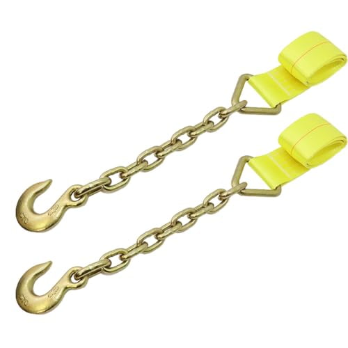 Heavy-Duty Container Winch Straps – 3” x 4’ with Chain and Hook - 5,000 ...