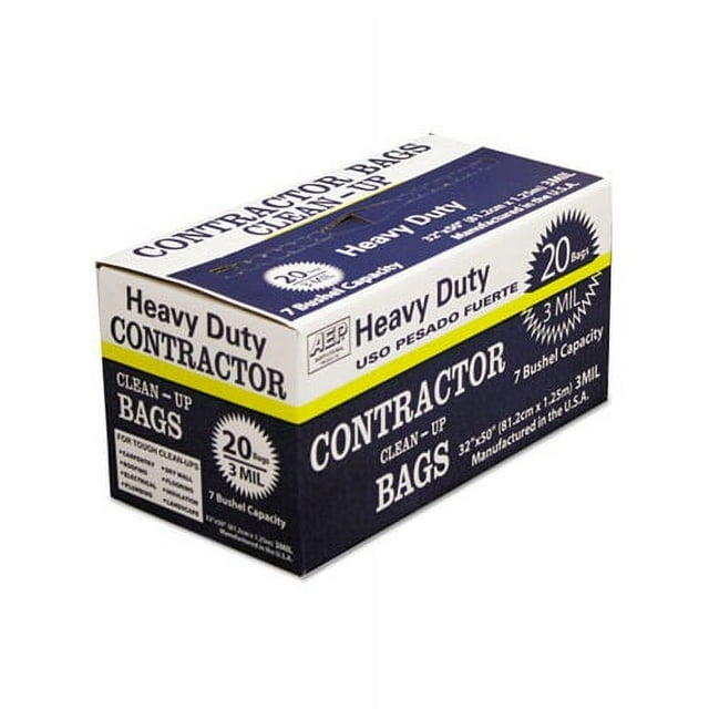 AEP Industries Heavy-Duty Contractor Clean-Up Bags, 60 gal, 3 mil, 32 ...