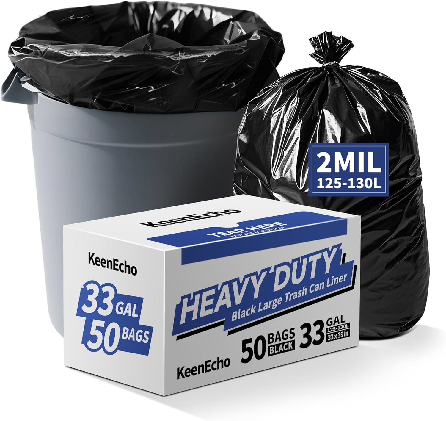 Heavy Duty Contractor Trash Bags 30-33 Gallon & 55-60 Gallon, 30/50 ...