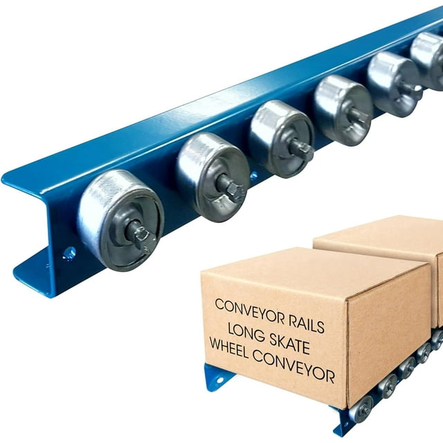 Heavy Duty Conveyor Rails – 5′ Rail with Steel Skate Wheels for Gravity ...