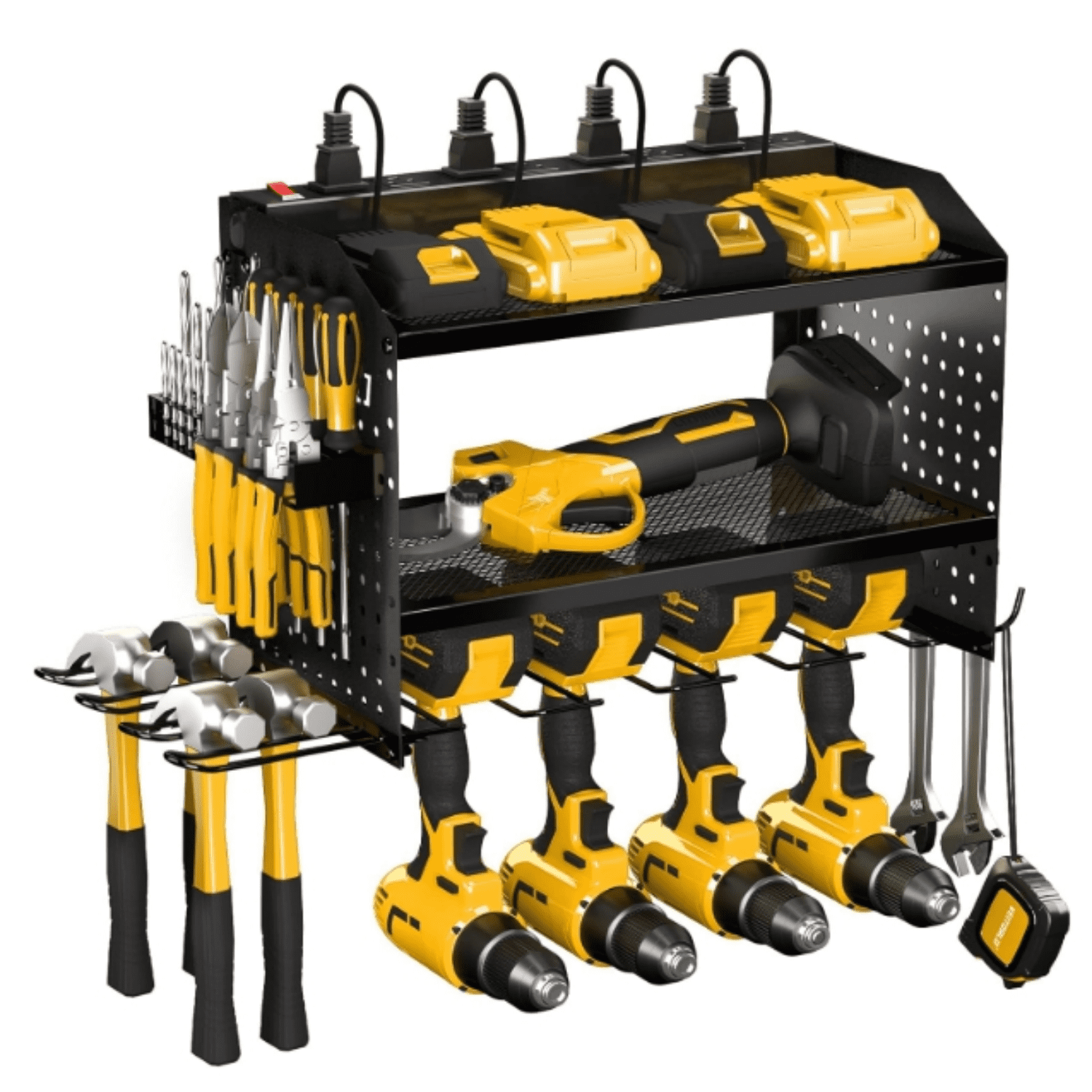 Heavy Duty Cordless Tool Storage Rack, Metal Garage Organizers and ...